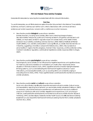 PSY 215 Module Five Milestone Template-2 - PSY 215 Module Five ...