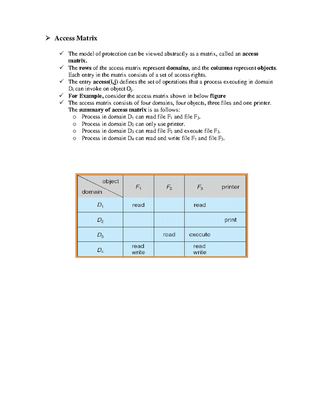 Operating system Module-5(Part-2) - Access Matrix The model of ...