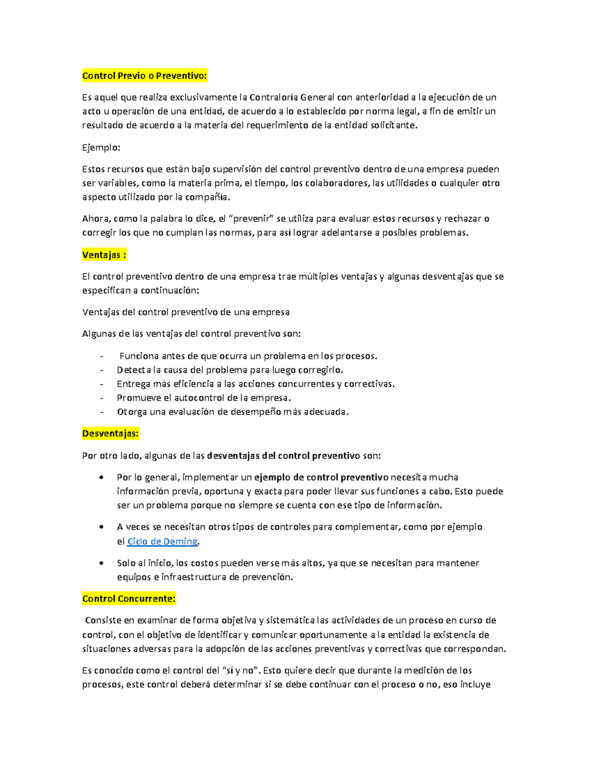 Control Previo o Preventivo - Ejemplo: Estos recursos que están bajo ...