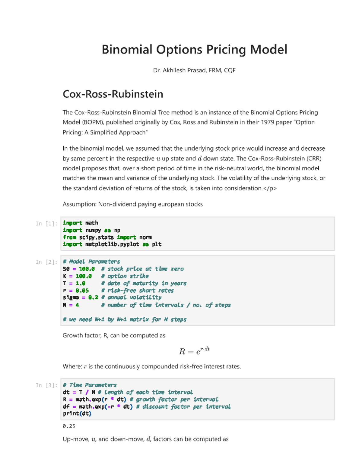 Binomial Options Pricing Model - - Studocu