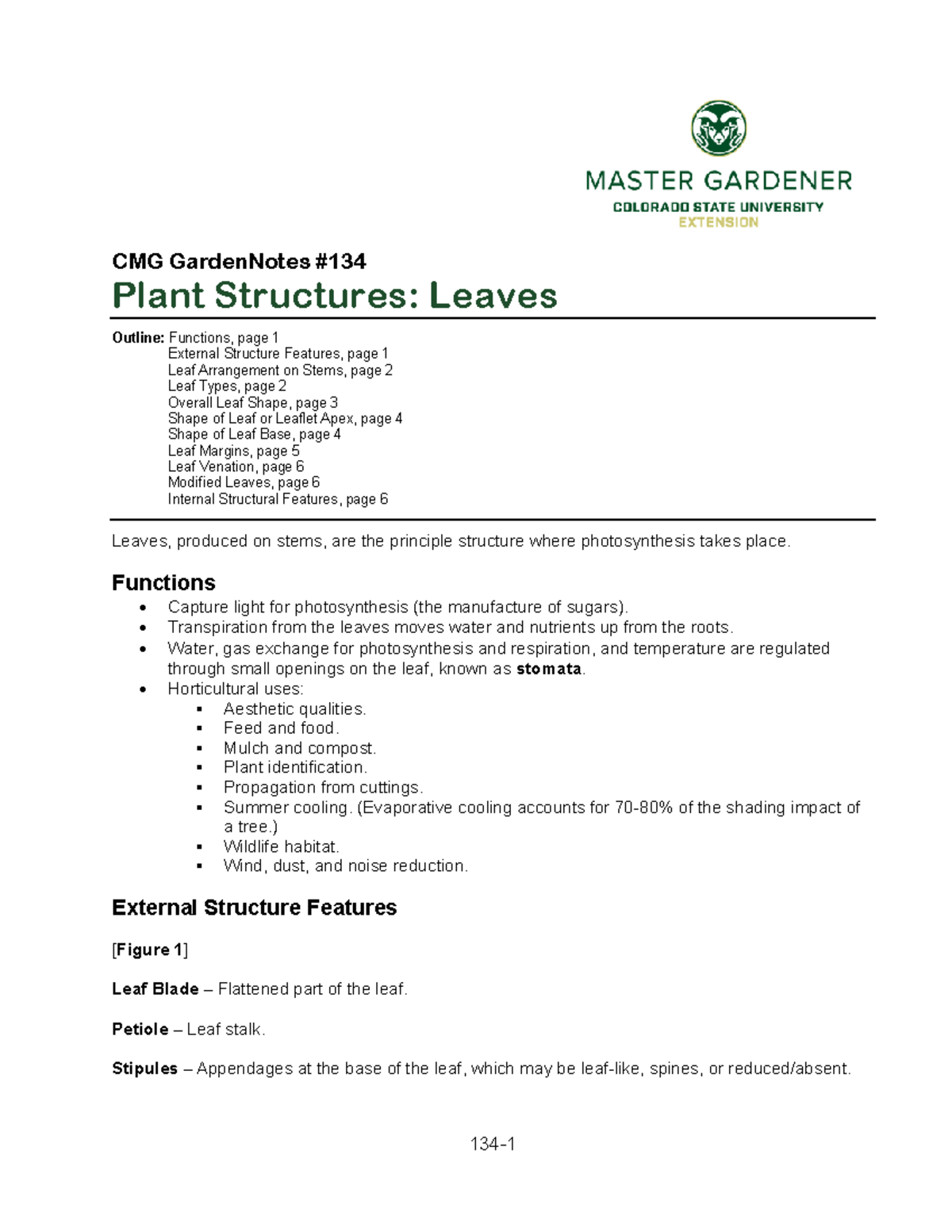 Leaves - notes de cours - CMG GardenNotes Plant Structures: Leaves ...