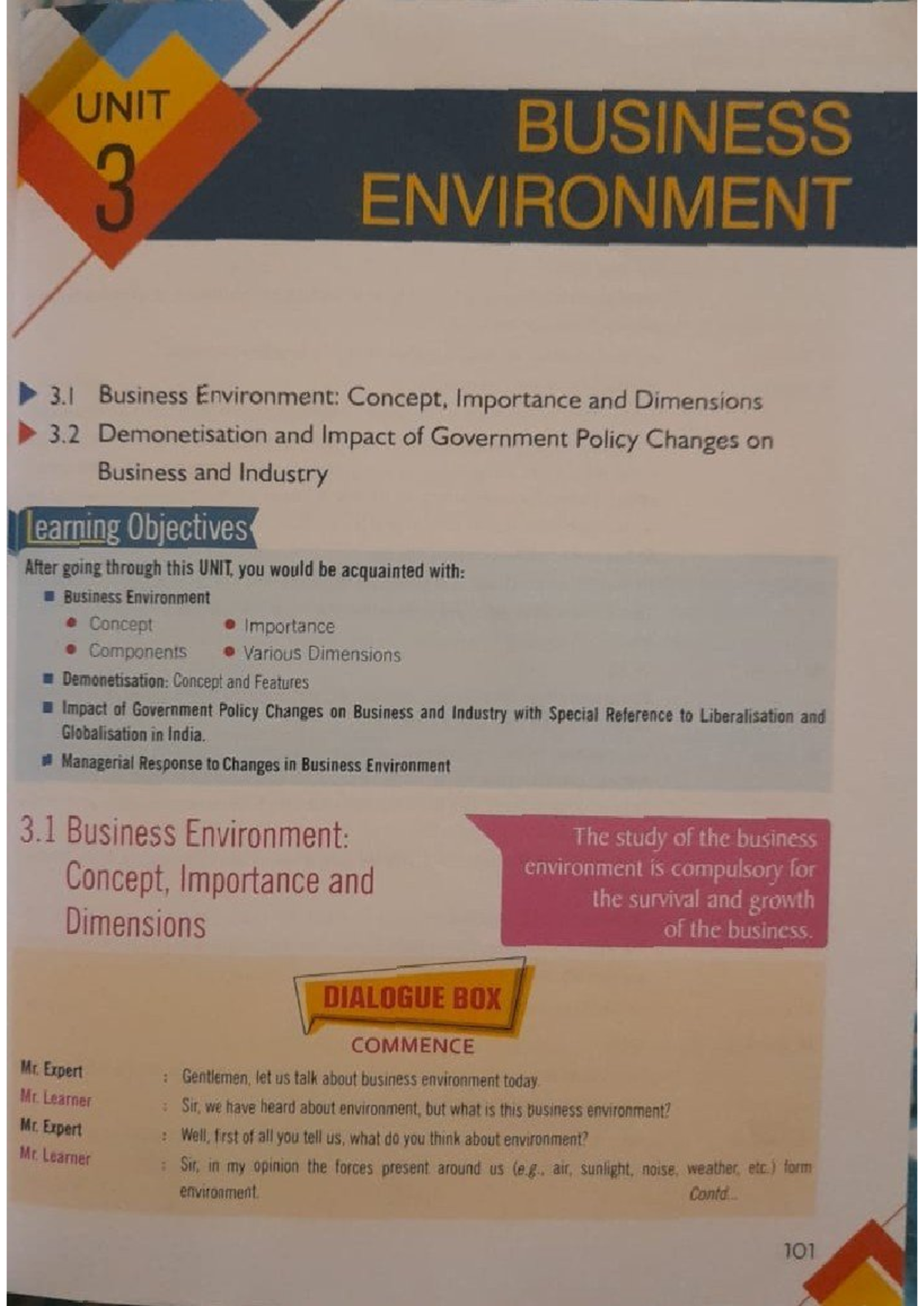 Ch 3 bst - Ch 3 - UNIT BUSINESS 3 ENVIRONMENT 3 Business Environment ...