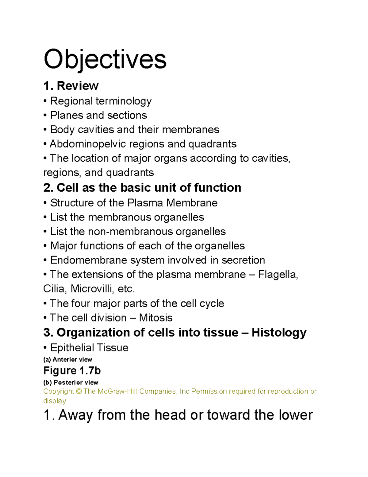 2 - Cell & Cell Division & Epithelia - Objectives Review Regional ...
