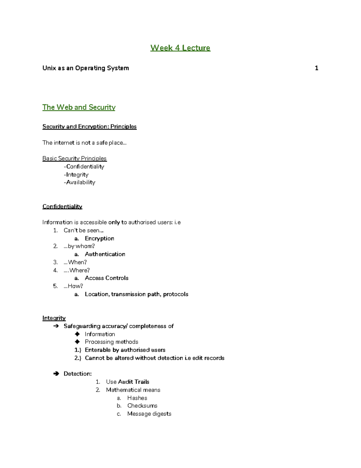 Week 4 Websystems Week 4 Lecture Unix As An Operating System 1 The Web And Security Security