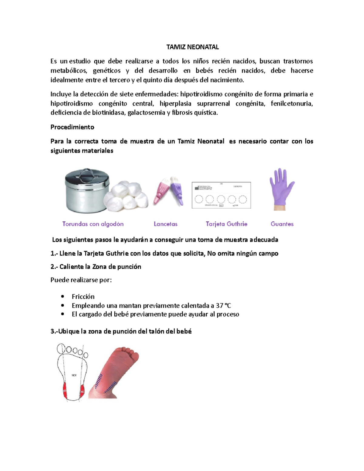 Tamiz Neonatal - TAMIZ NEONATAL Es un estudio que debe realizarse a ...