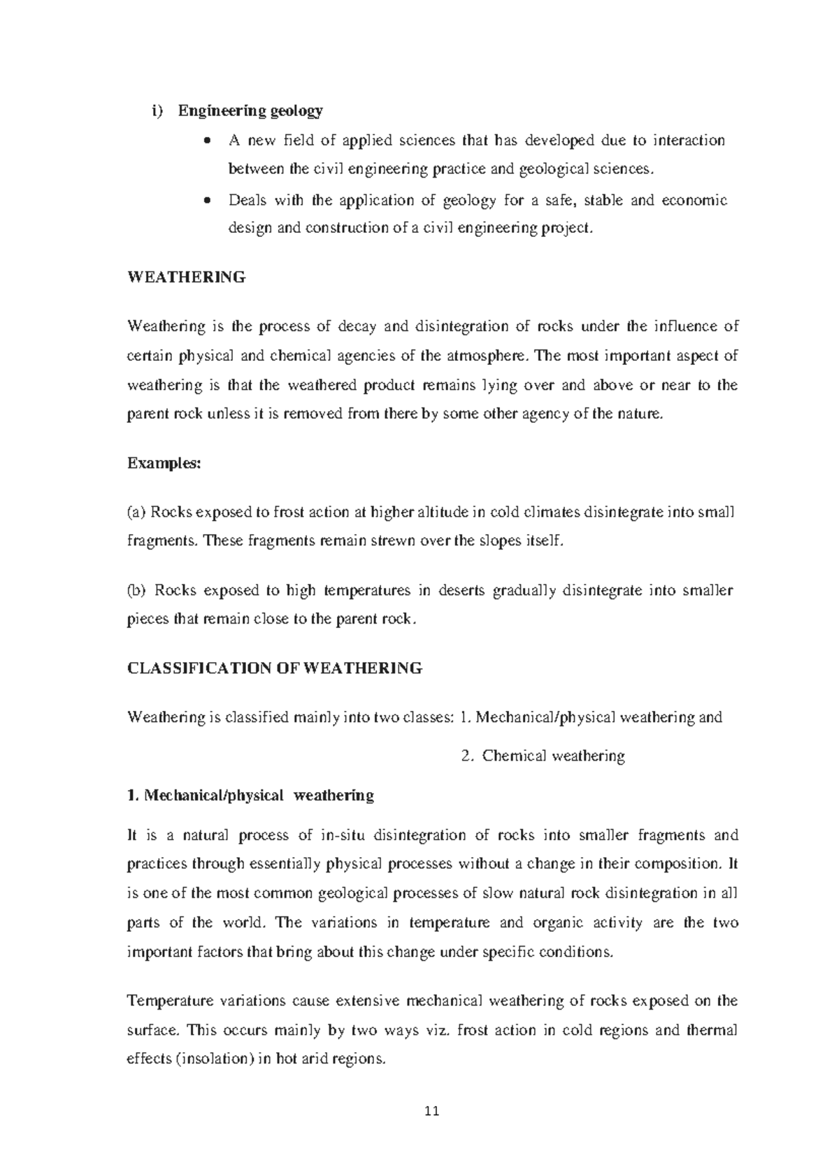 Module 1 Part 2 - Lecture notes Engineering Geology - i) Engineering ...