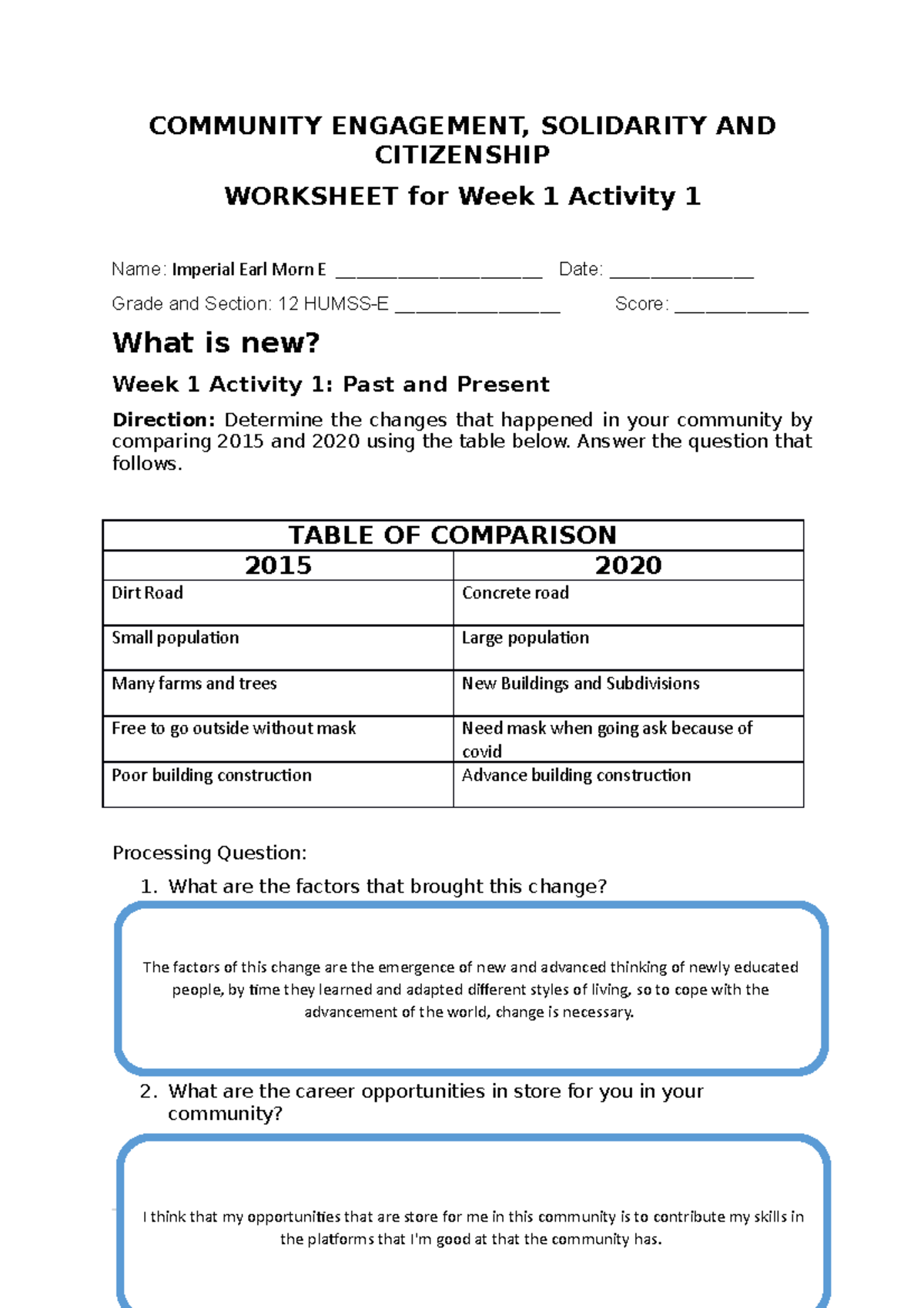 CESC, Humss-E, Imperial EARL WEEK 1 - COMMUNITY ENGAGEMENT, SOLIDARITY ...