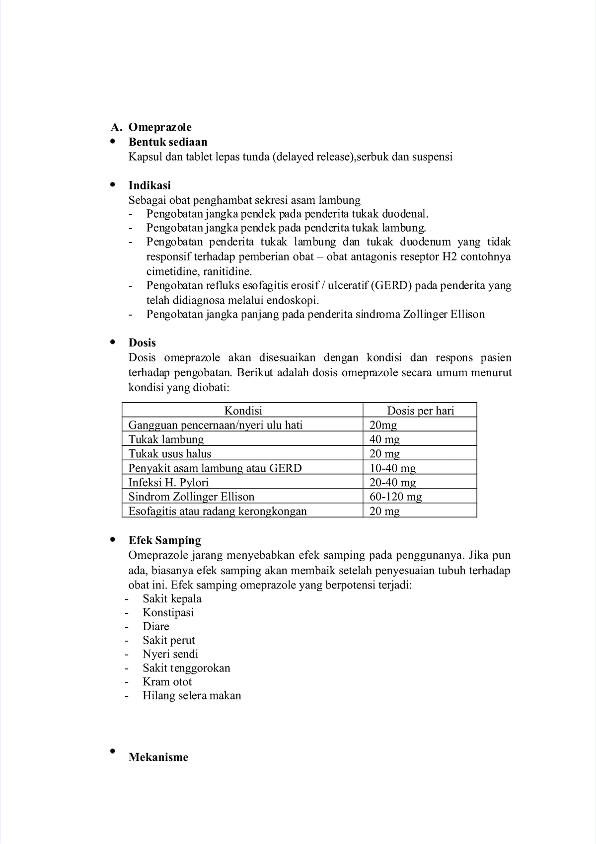 Pdf-informasi-obat-omeprazole compress - A. OmOmepeprarazozolele Bentuk ...