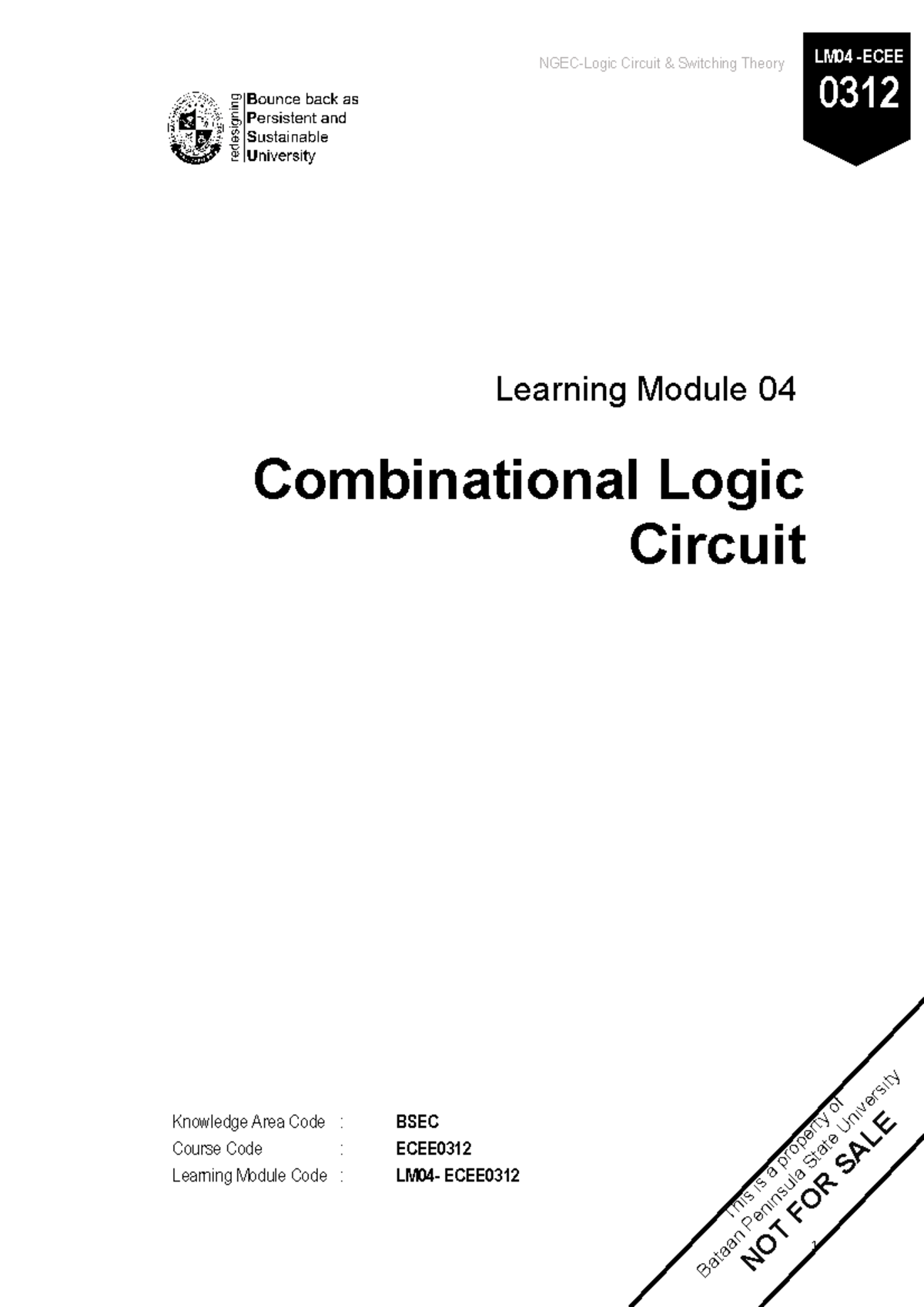3 - LM 04 LP 01 - Analysis & Design of Combinational Logic Circuit - NGEC-Logic Circuit & - Studocu