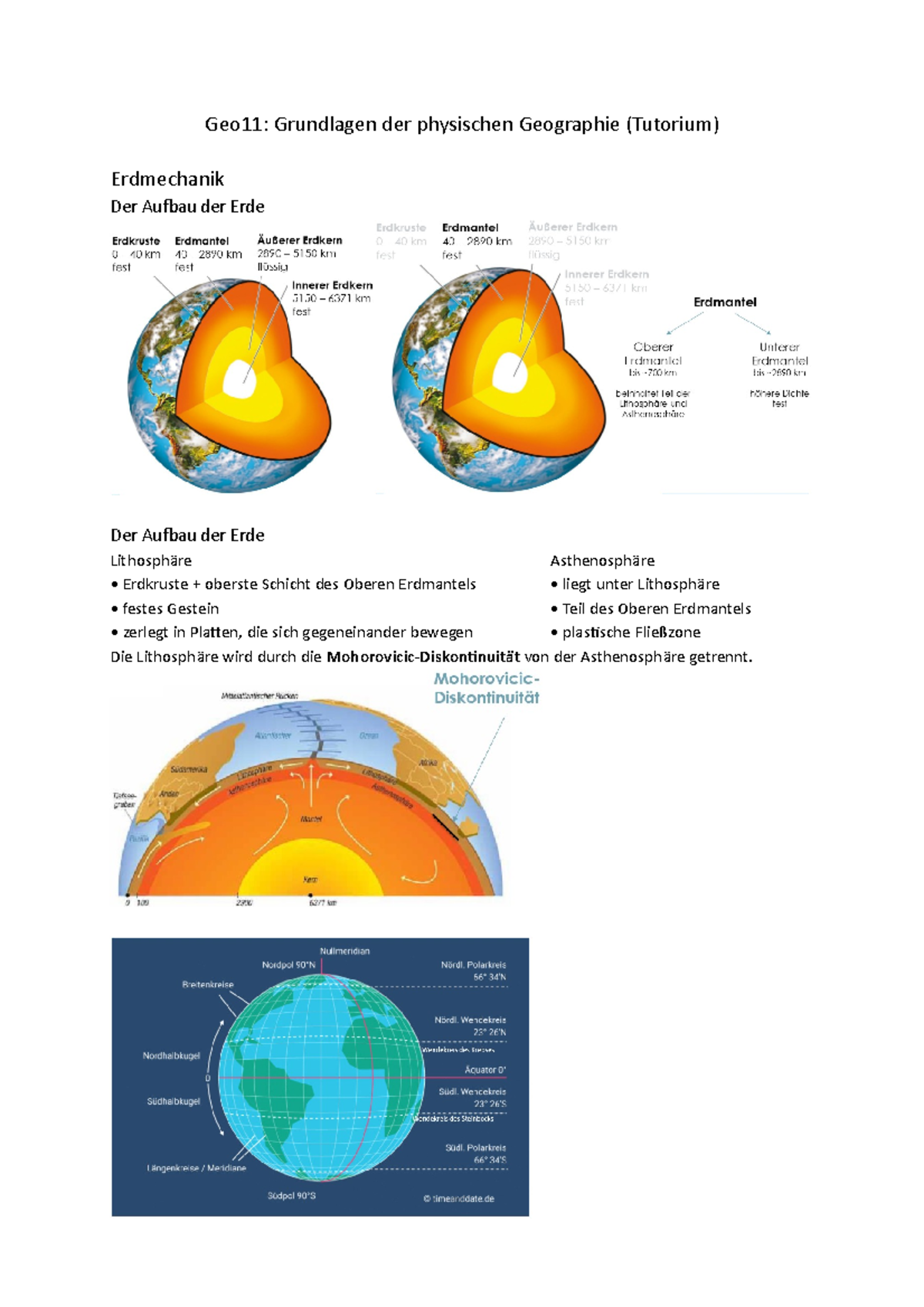 Geo11, Grundlagen der physischen Geographie (Tutorium) - Die Rotation ...