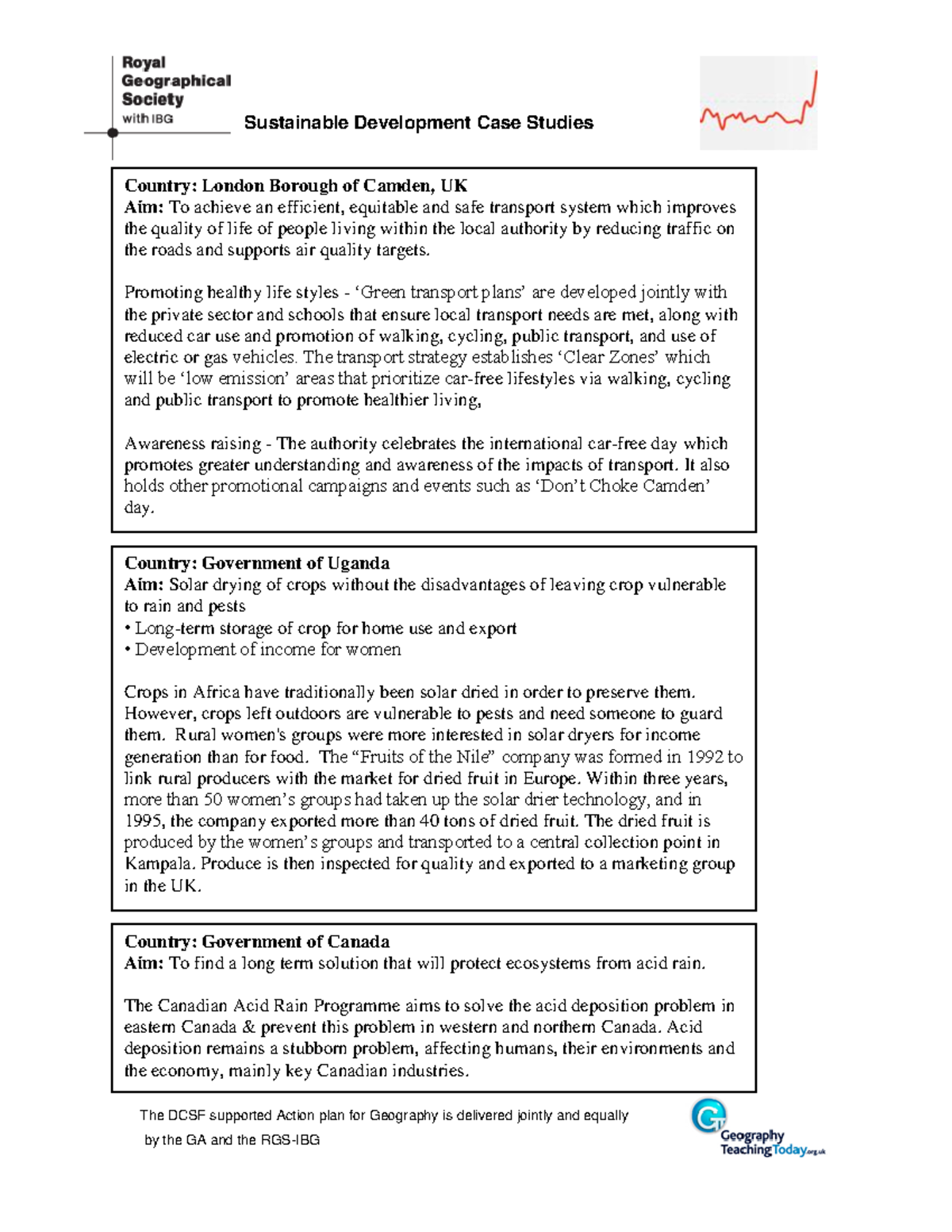 KS3 CC Sustainable Develpment Case Studies - The DCSF supported Action ...