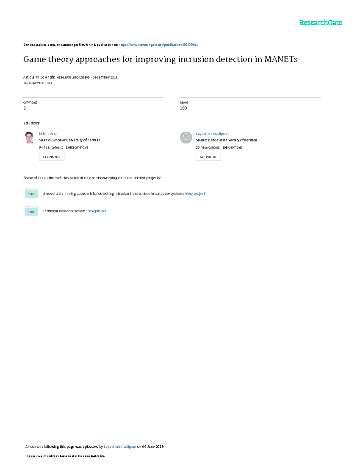 Game Theory Approaches For Improving Intrusion Det See Discussions
