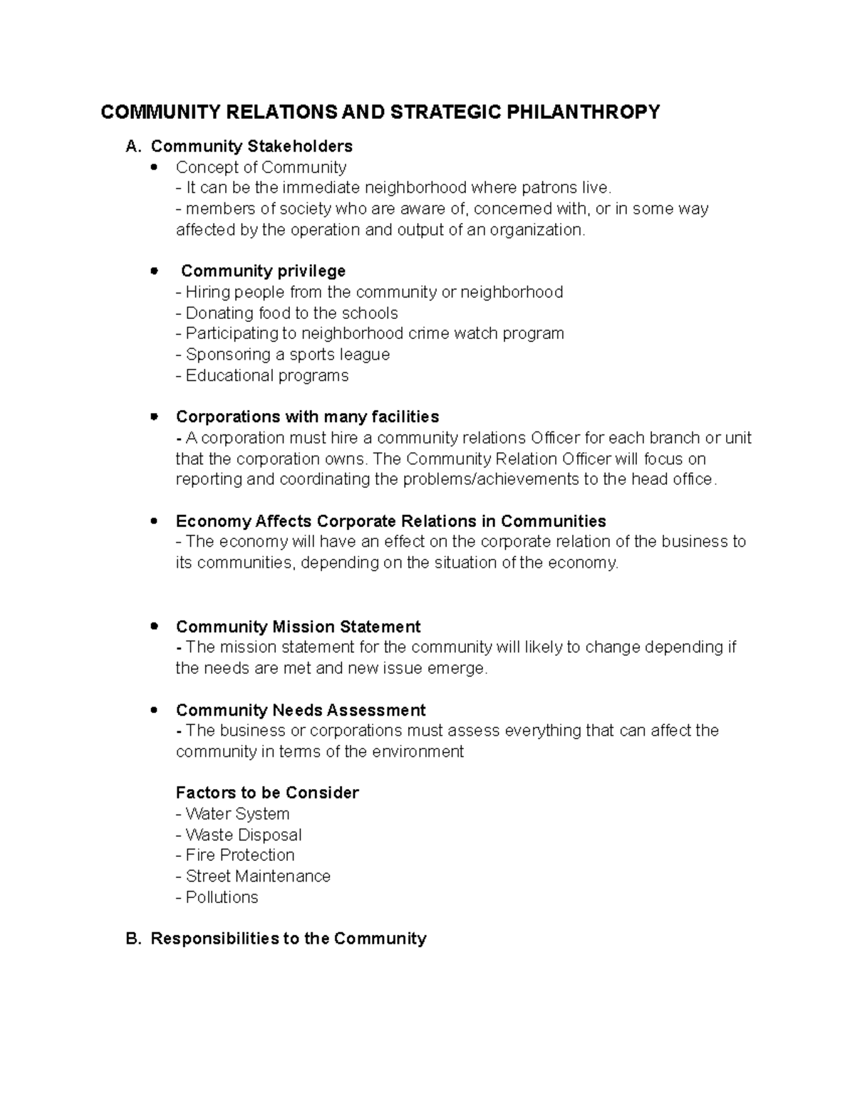 Community Relations AND Strategic Philanthropy - COMMUNITY RELATIONS ...