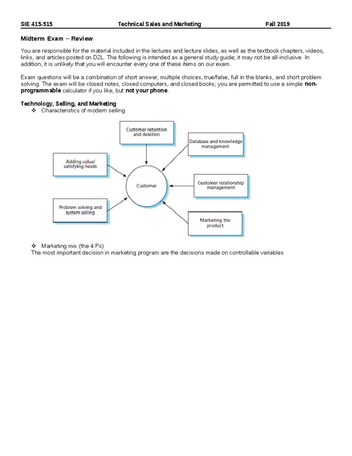 Midterm Study Guide Fall 19 1 - Midterm Exam – Review You are ...