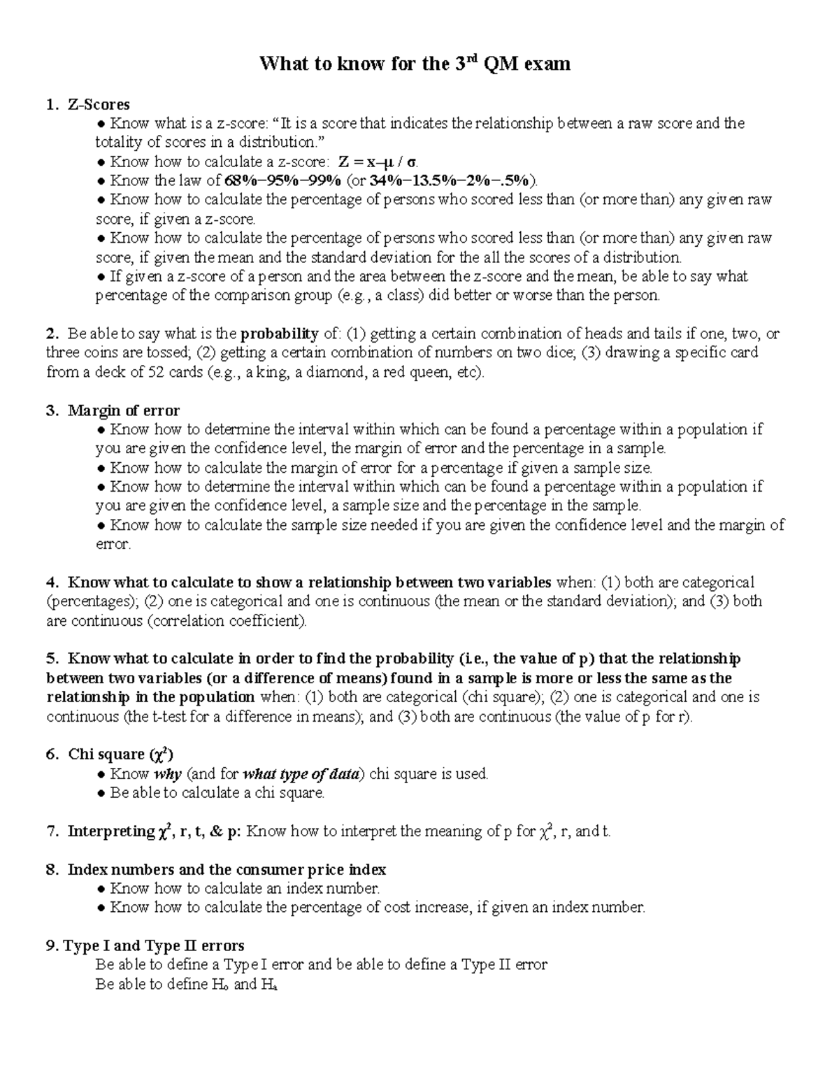 What to know-3rd QM test - What to know for the 3 rd QM exam Z-Scores ...