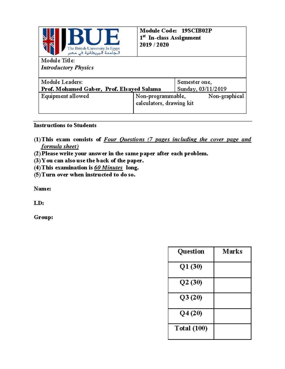 1st inclass assignment 2019 tubdrtdr6 rdtbtyub - Phyics - Studocu