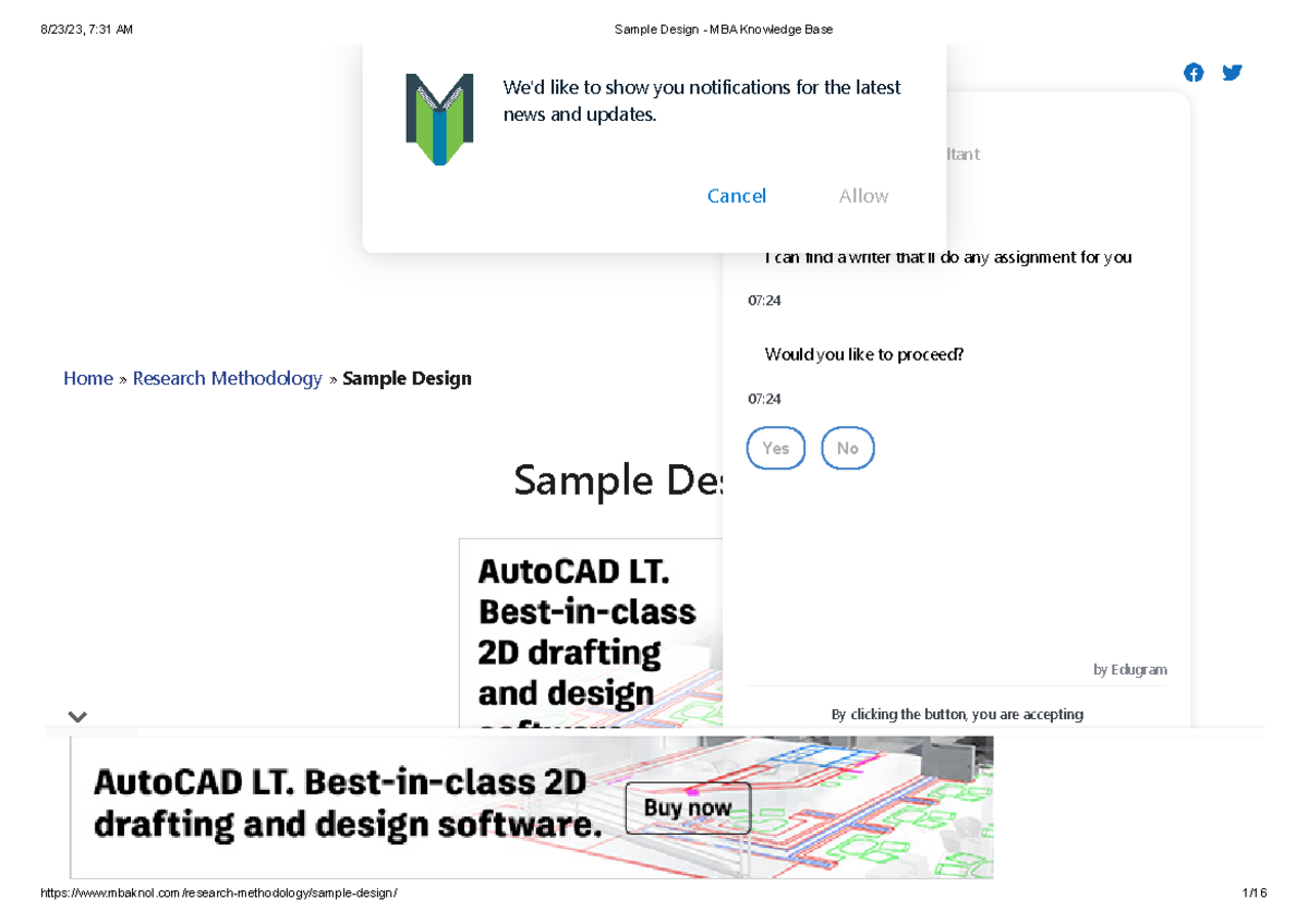 Sample Design - MBA Knowledge Base - Home » Research Methodology ...