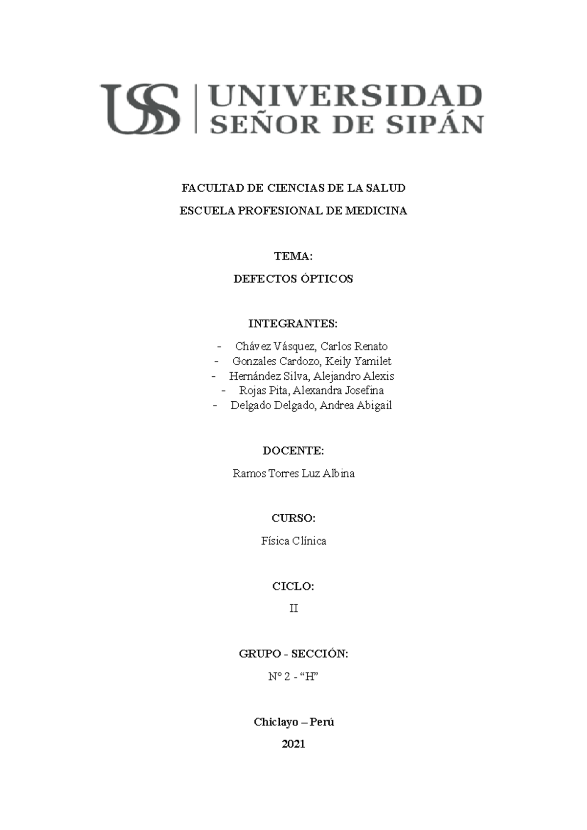 Práctica DE Laboratorio N° 6 - Defectos Oculares. Física Médica ...
