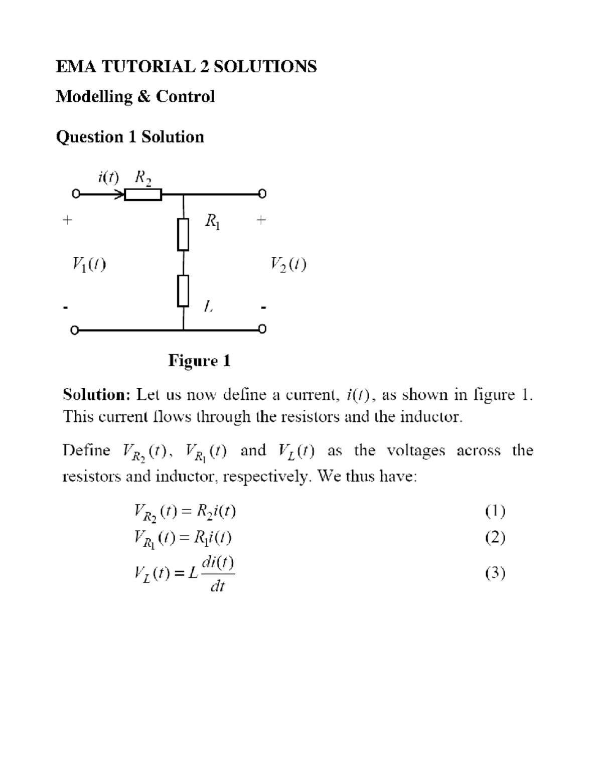 Tutorial 2 EMA Complete Solutions - EMA TUTORIAL 2 SOLUTIONS Modelling ...
