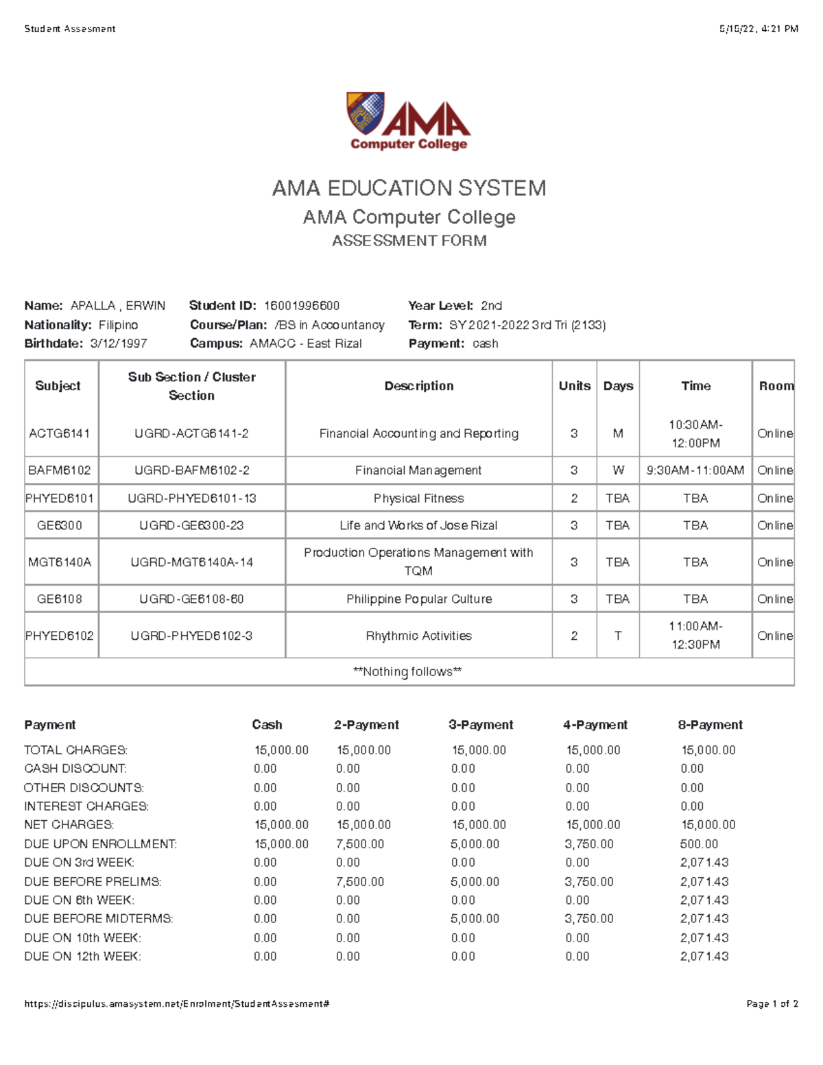 Student COR - for study puroses to learn more - 5/15/22, 4:21 PMStudent ...