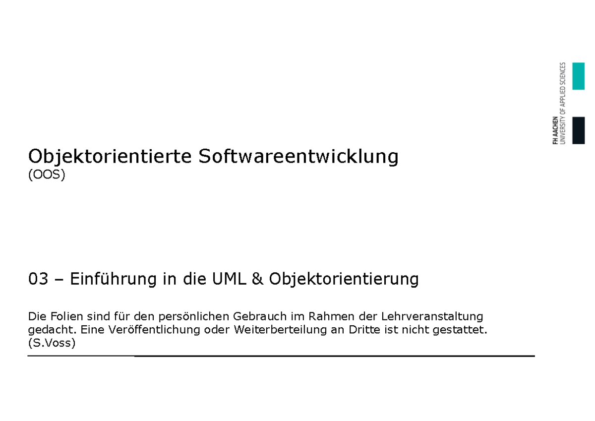 OOS 3 UML Klassen Objekte - Objektorientierte Softwareentwicklung (OOS ...