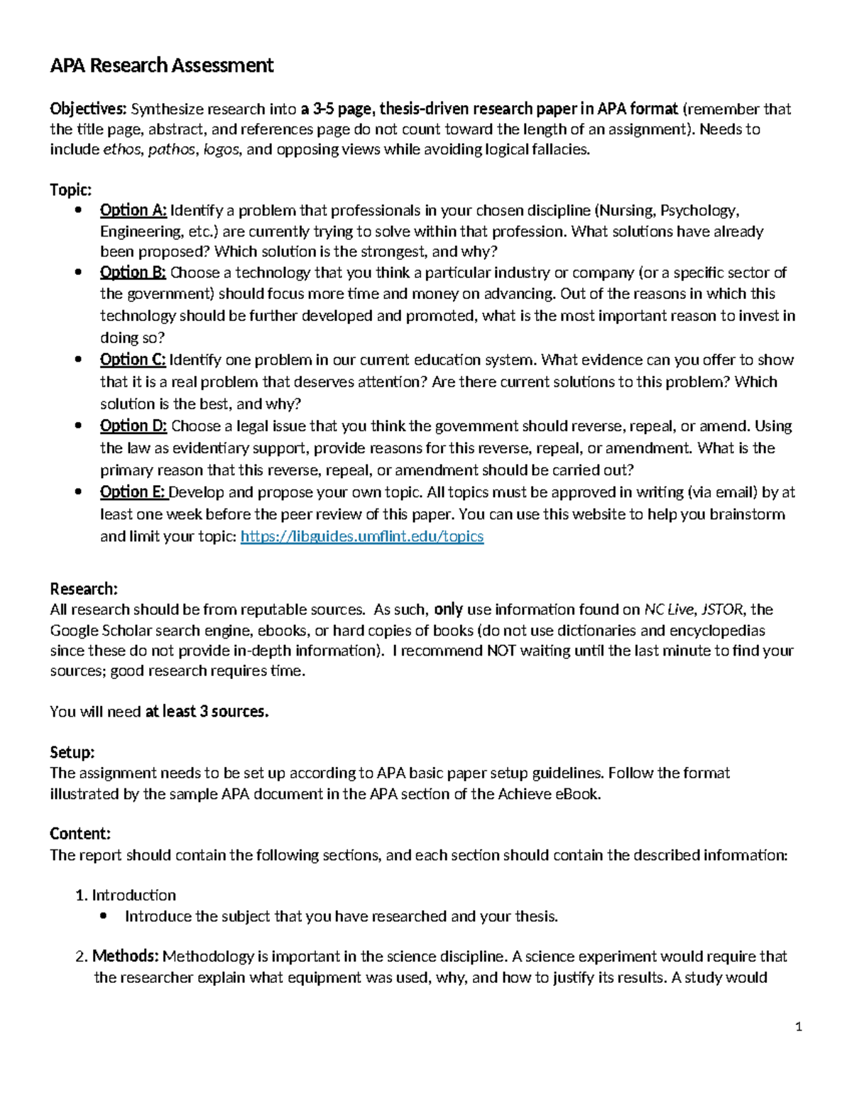 APA Research Guidelines - APA Research Assessment Objectives ...