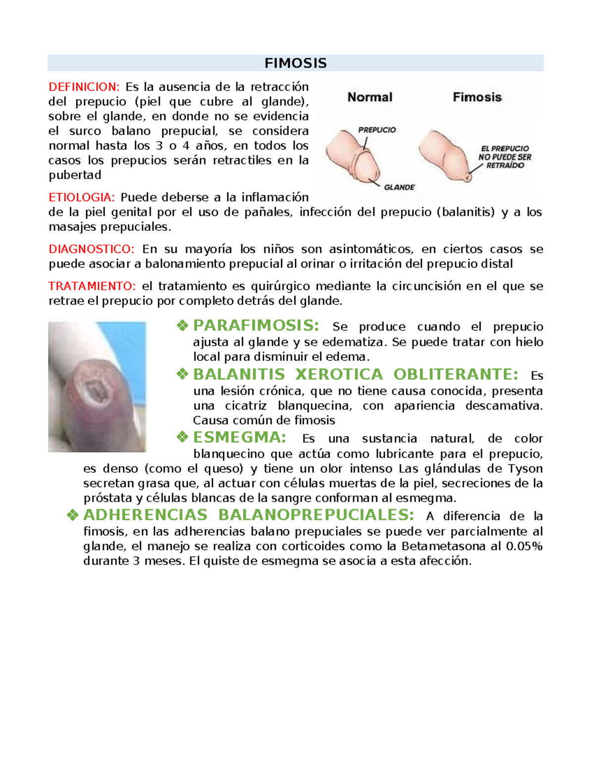 CX PED - suturas - FIMOSIS DEFINICION: Es la ausencia de la retracción ...