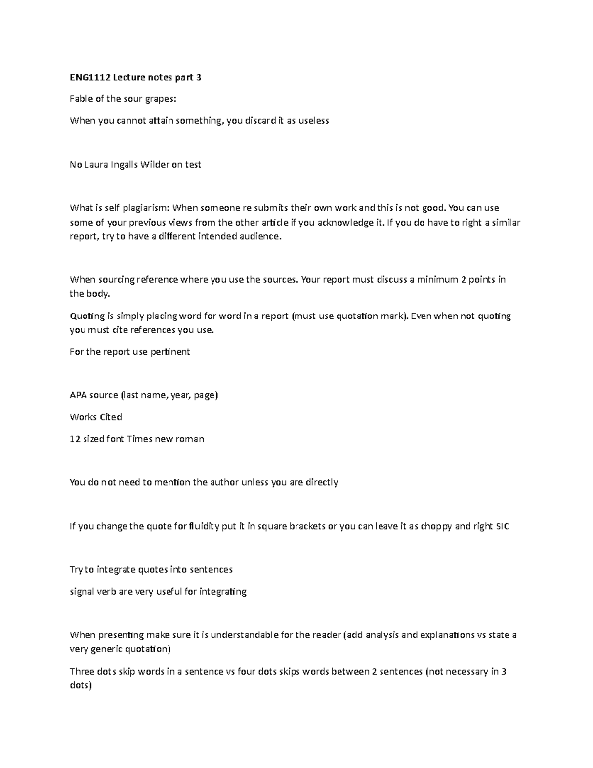 ENG1112 Lecture notes part 3 - You can use. If you do have to right a ...