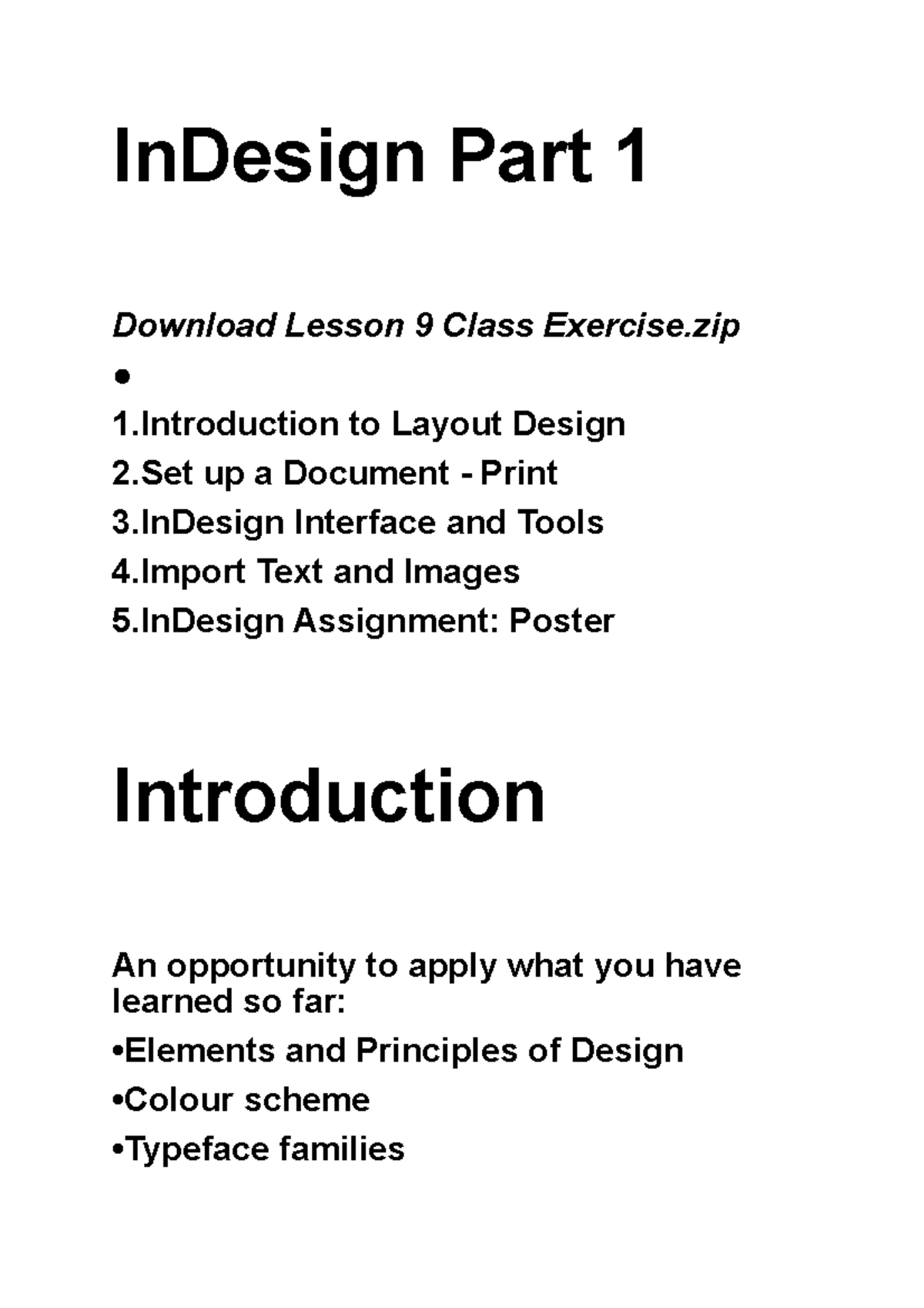 In Design Part 1 note - General Business - InDesign Part 1 Download ...
