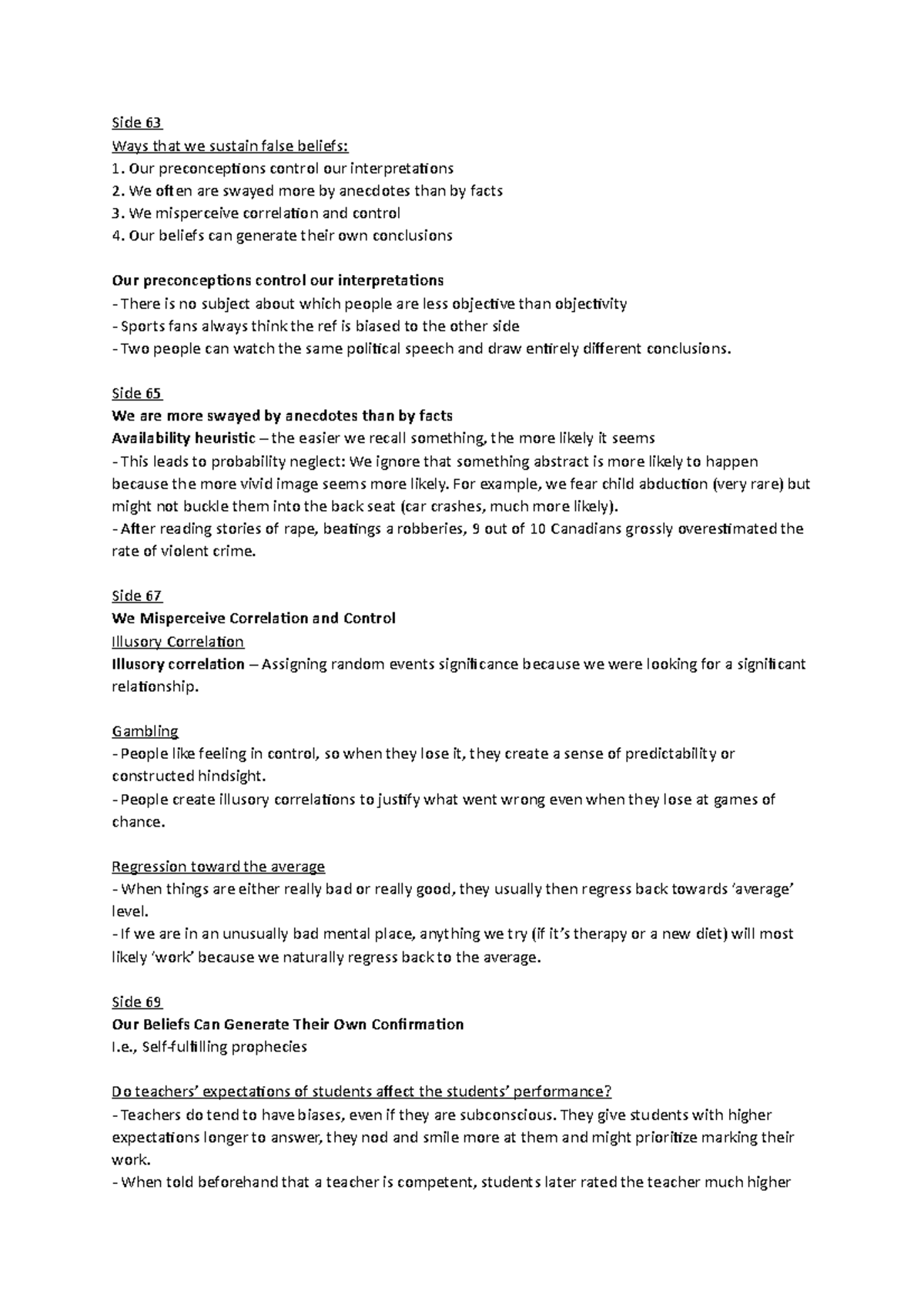 Chapter 8 - Reasons for Unreason - Summary - Side 63 Ways that we ...