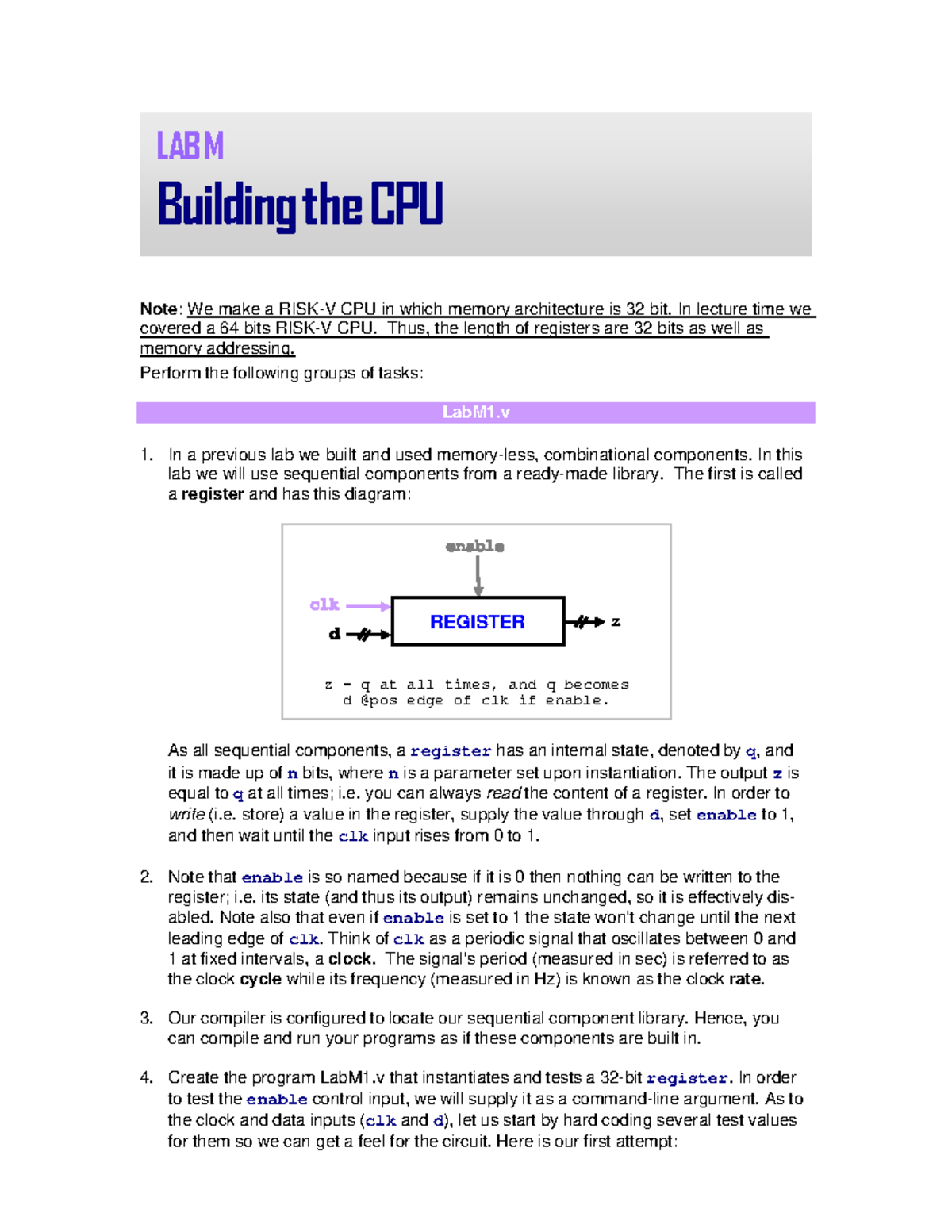 Lab M This Is Lab Work Warning Tt Undefined Function 32 Note We Make A Risk V Cpu In
