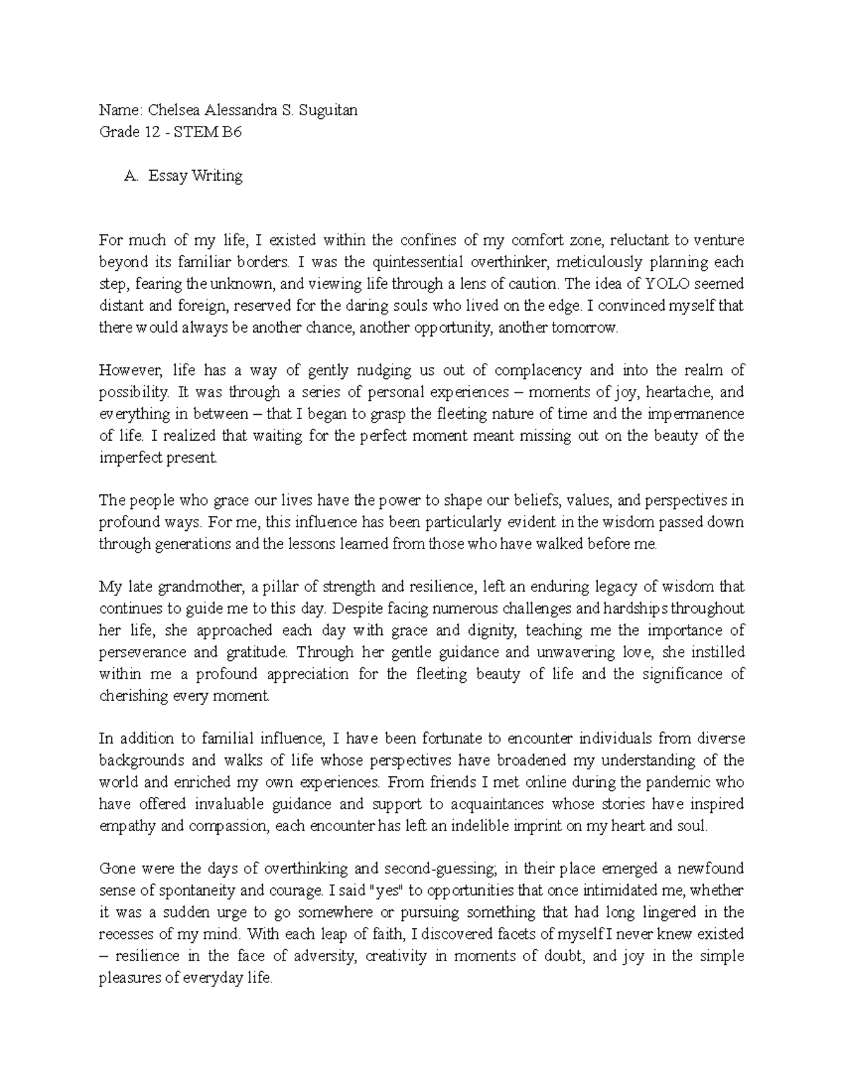 Philosophy - Lesson - Name: Chelsea Alessandra S. Suguitan Grade 12 ...