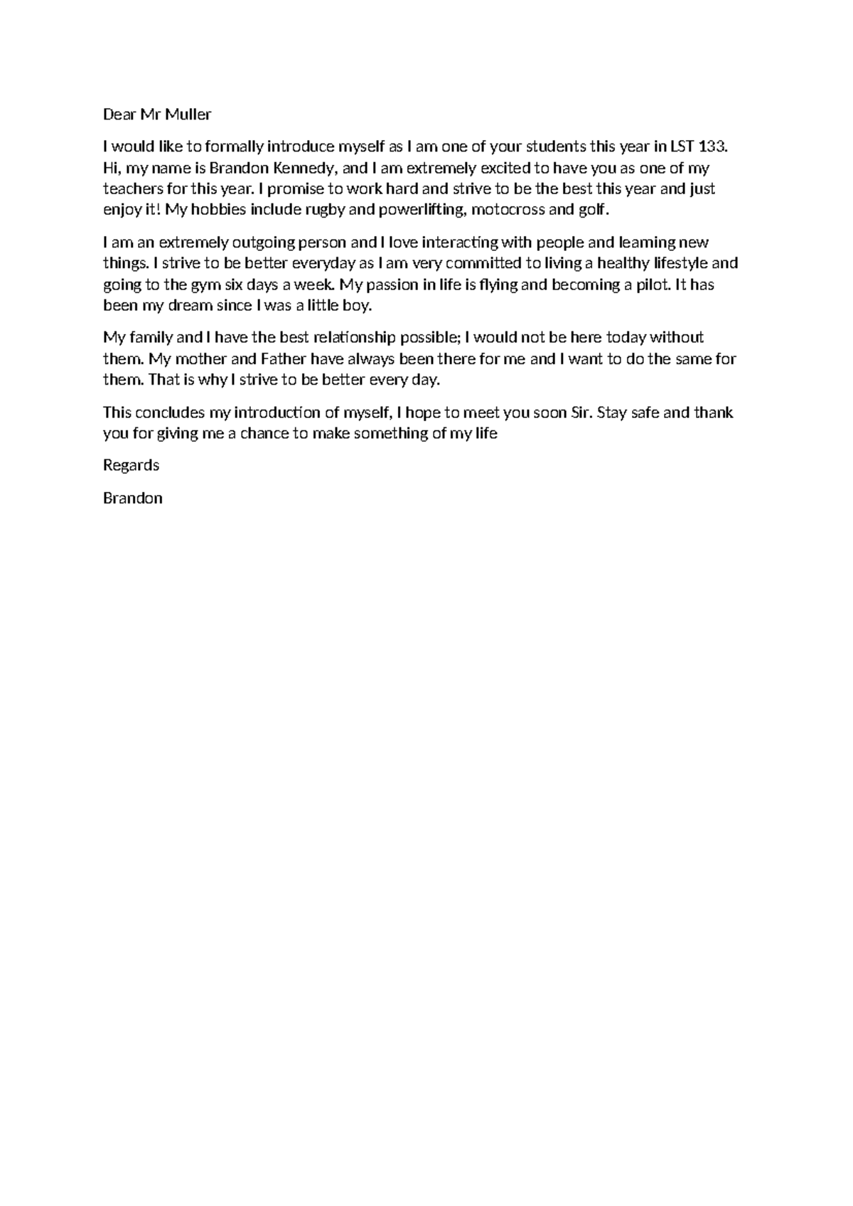 Lst 133 introduction - Nice - Dear Mr Muller I would like to formally ...