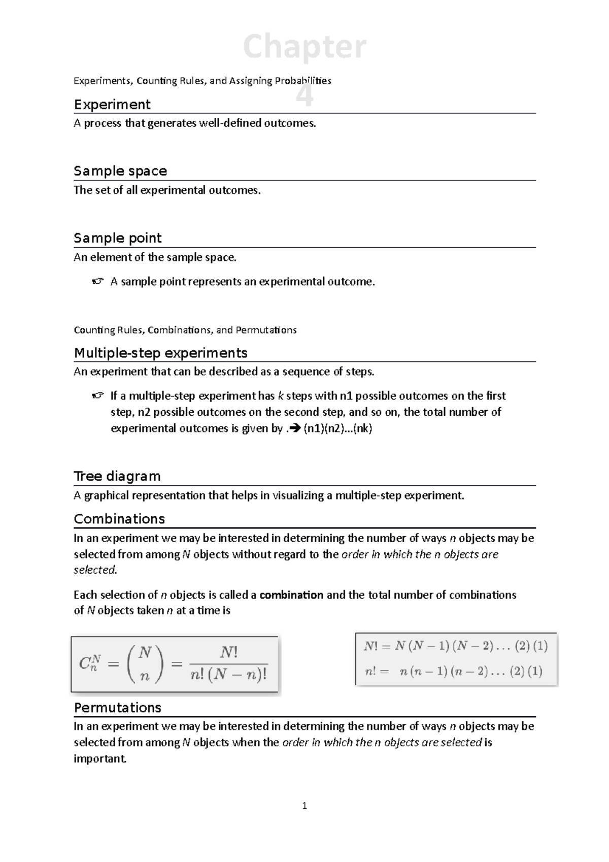 Chapter 4 STK 110 - Experiments, Counting Rules, and Assigning ...