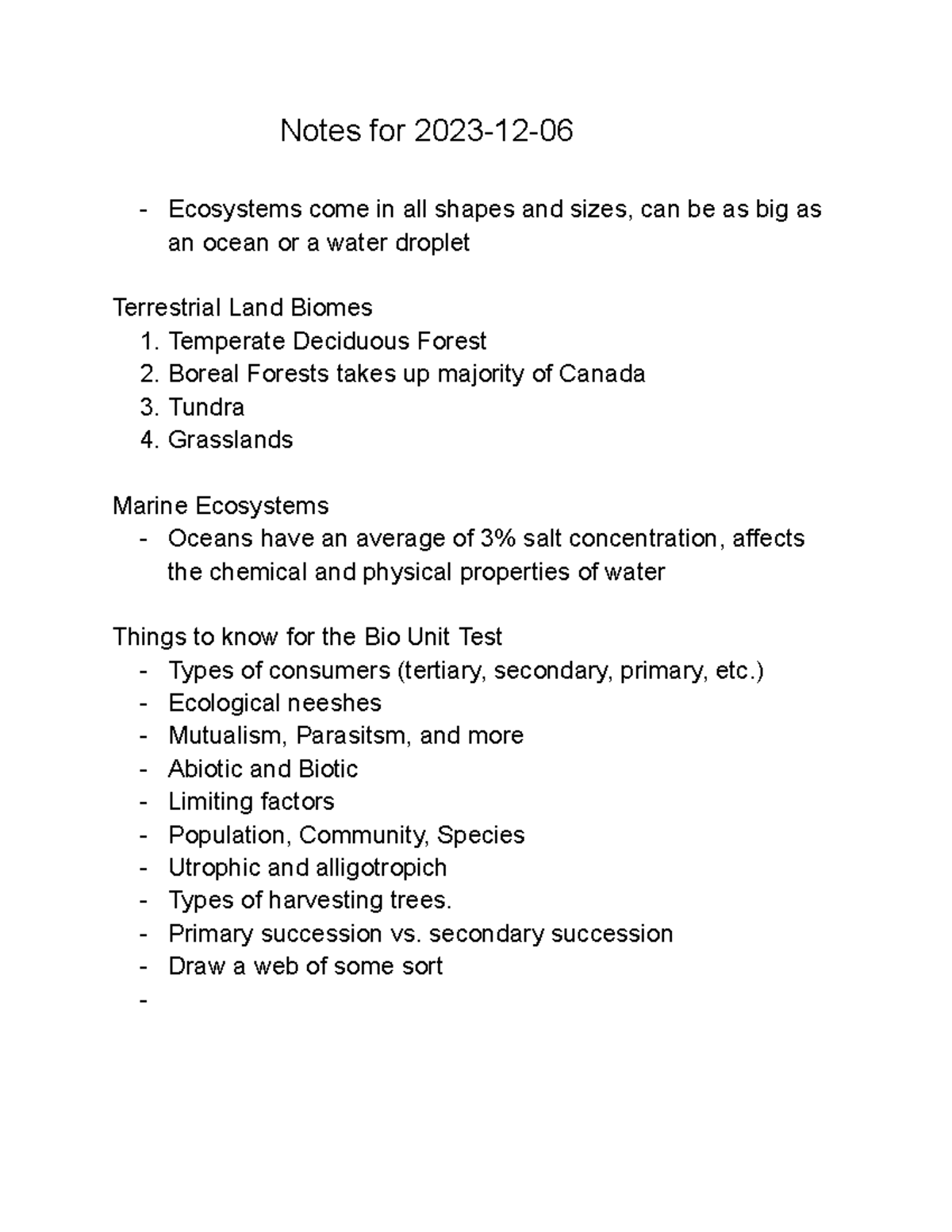 Major Terrestrial Ecosystem - Notes for 2023-12- Ecosystems come in all ...