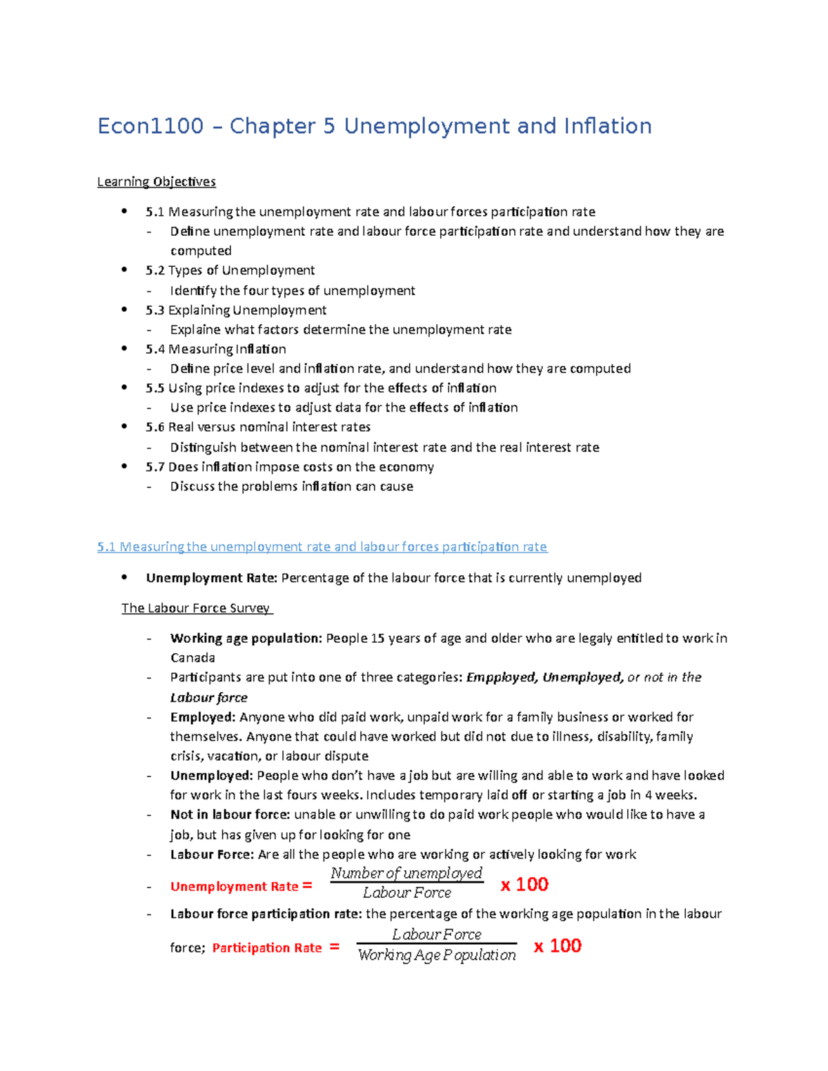 Econ1100 Chapter 5 - Lecture notes 5 - Econ1100 – Chapter 5 ...