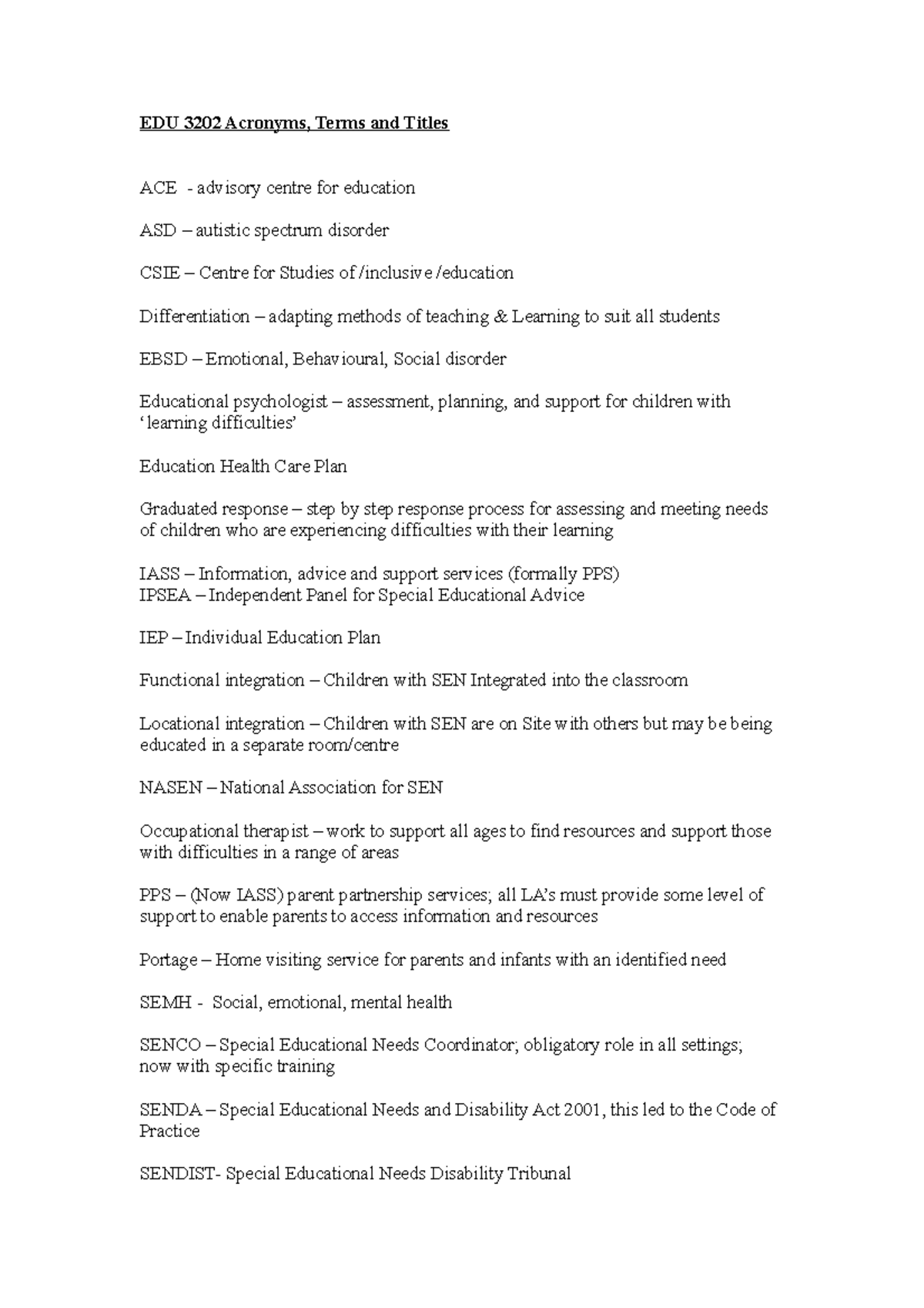 Common acronyms and terms - EDU 3202 Acronyms, Terms and Titles ACE ...
