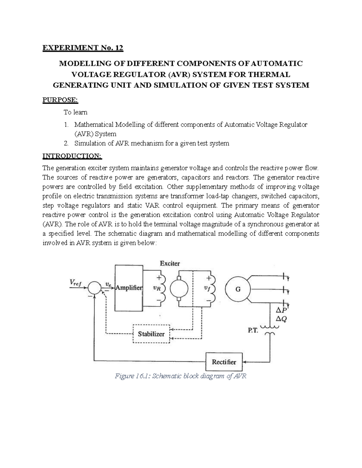 Experiment No 12 - reports - EXPERIMENT No. 12 MODELLING OF DIFFERENT COMPONENTS OF AUTOMATIC ...