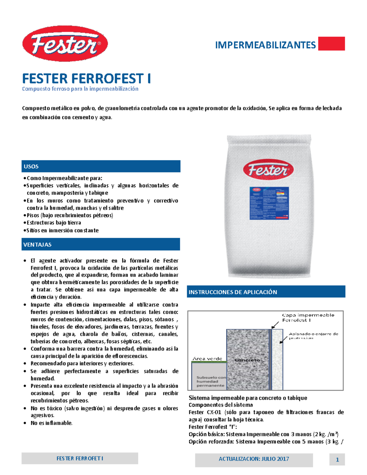 Mx ft fester ferrofest i impermeabilizante cementoso - FESTER FERROFET I ACTUALIZACION: JULIO ...