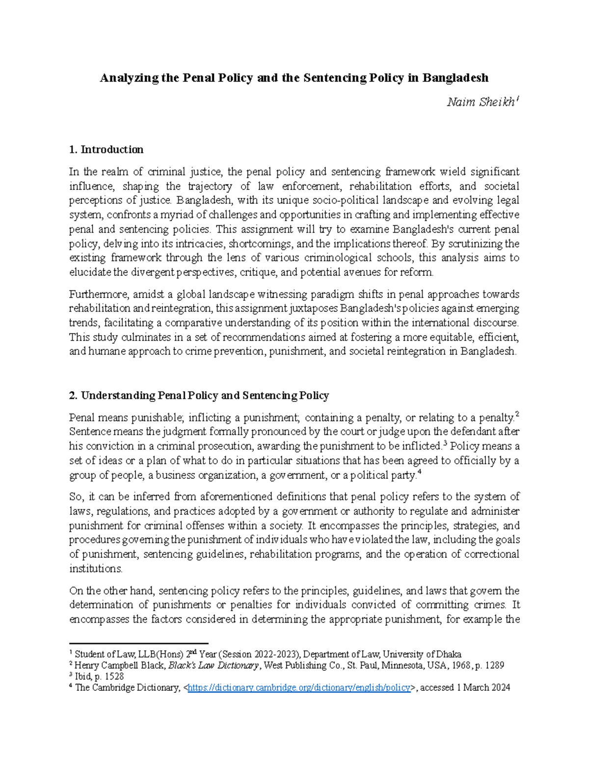 Analyzing the Penal Policy and the Sentencing Policy in Bangladesh ...