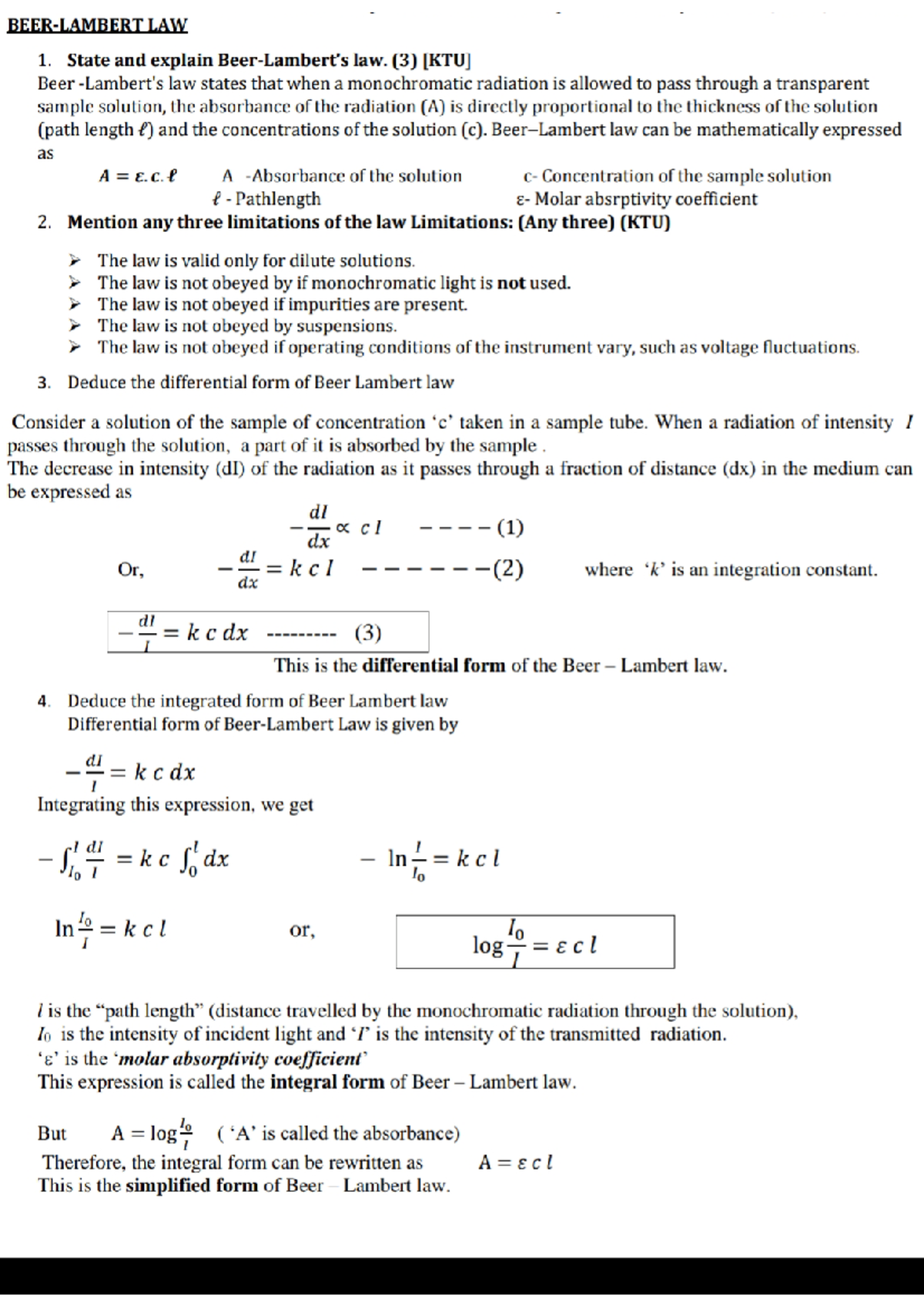 BEER Lambert l AW 14012023 183245 - Engineering Chemistry - Studocu