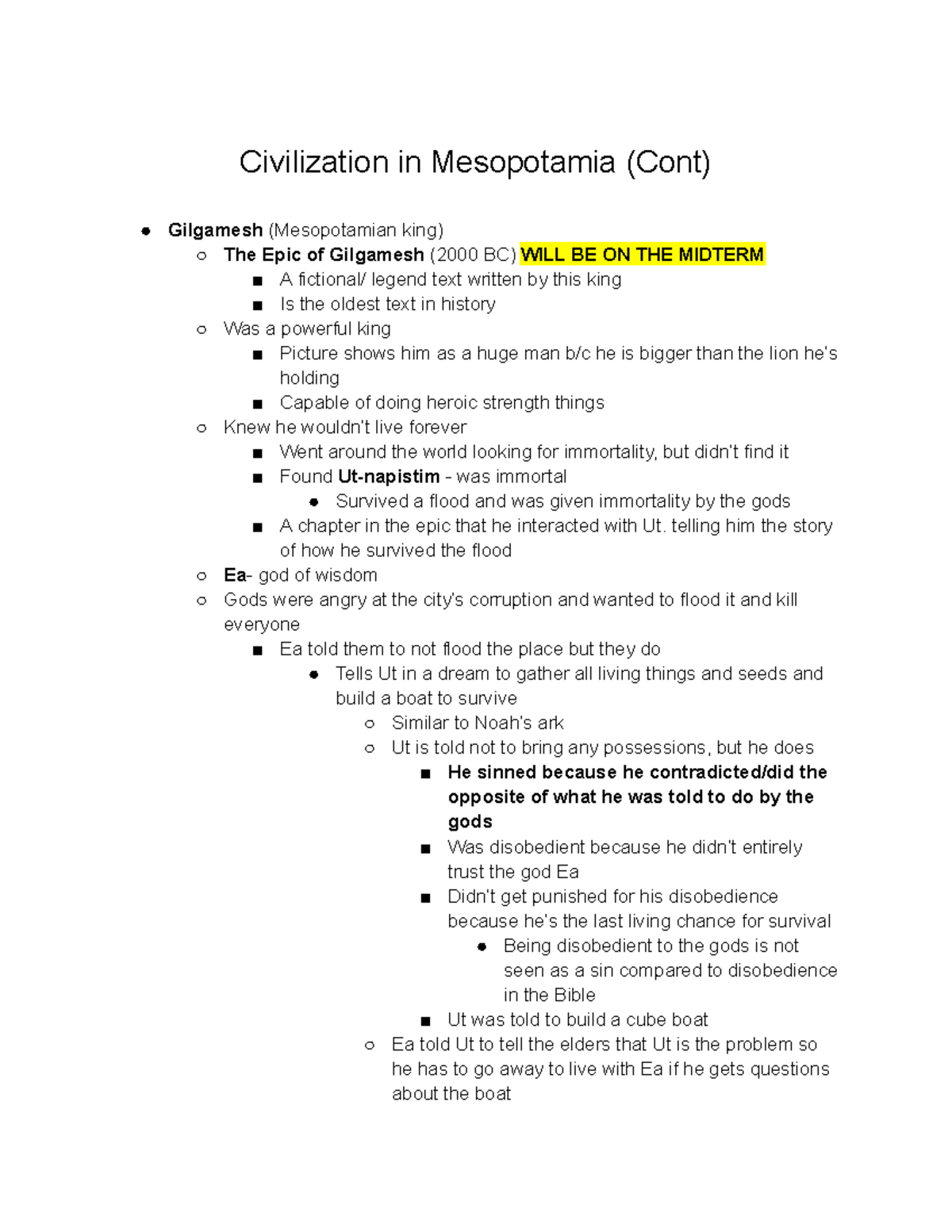 Lec 3 Civilization in Mesopotamia (Cont) - Civilization in Mesopotamia ...