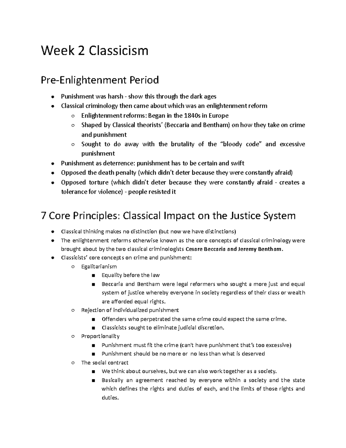 CRIM111 Classicism - Week 2 Classicism Pre-Enlightenment Period ...