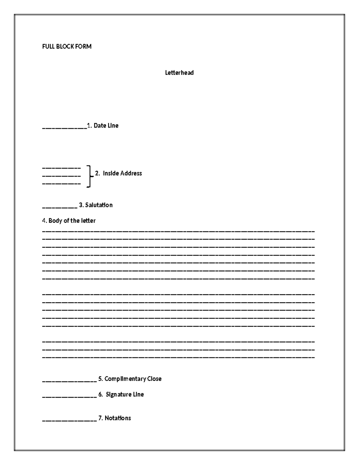 Business Letter Format - FULL BLOCK FORM Letterhead ______________1 ...
