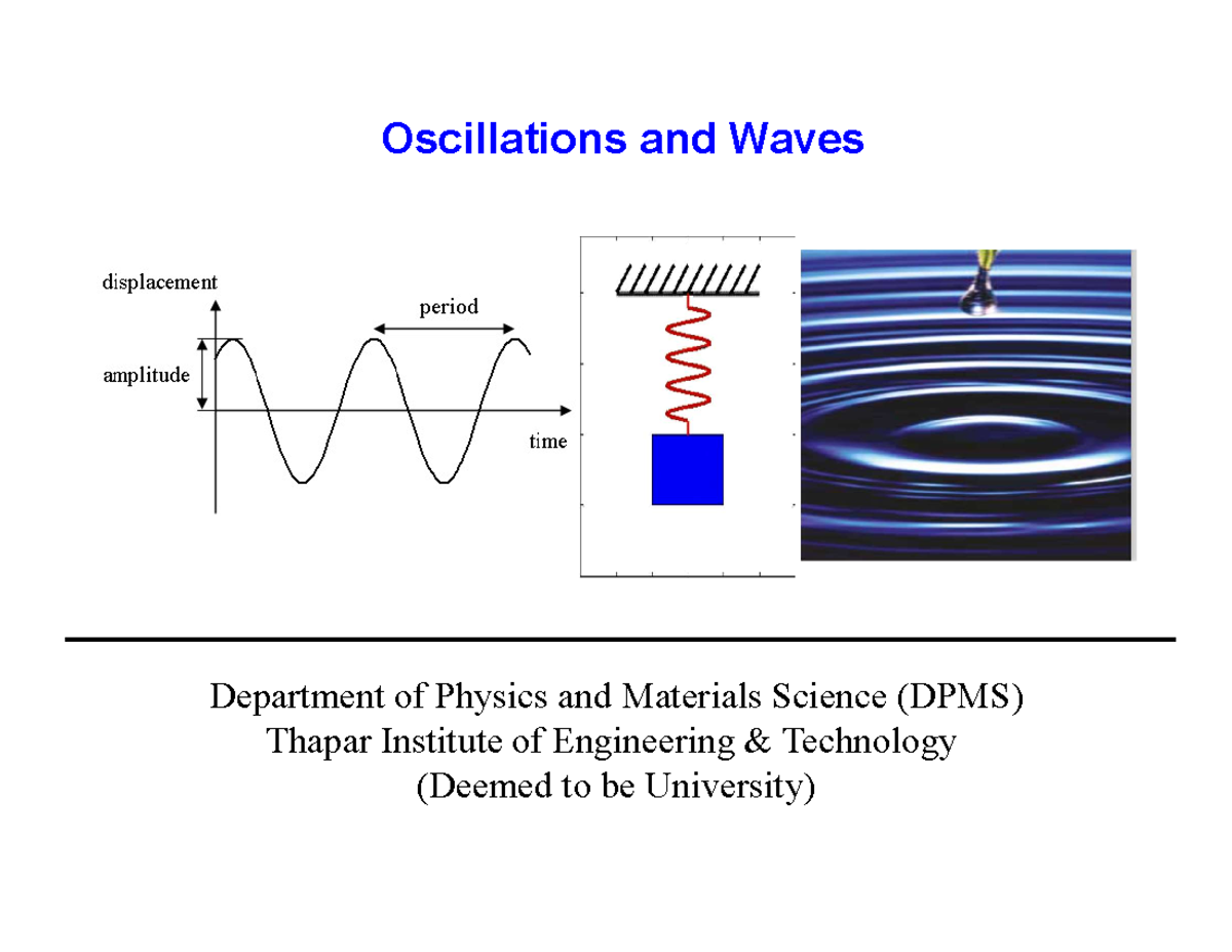 1. Oscillations Waves - SHM - Oscillations and Waves Department of ...