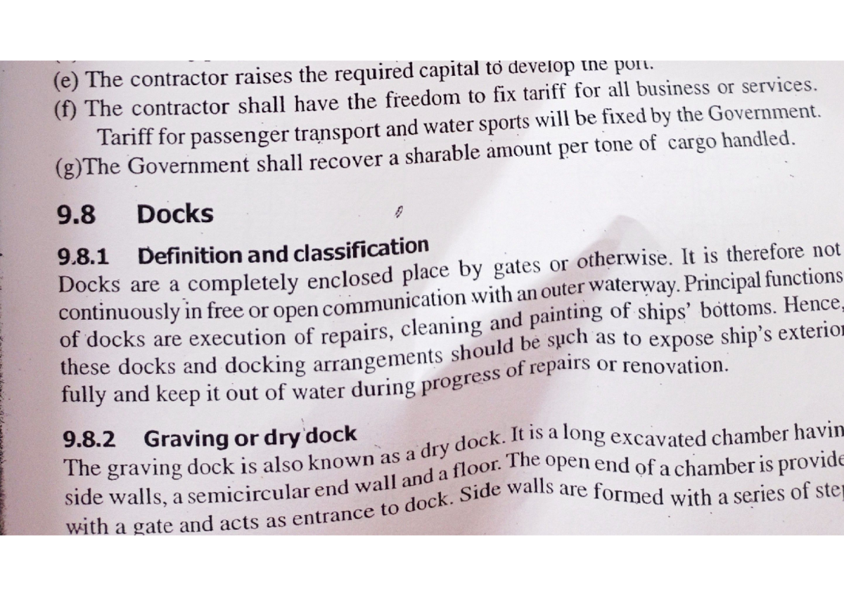 Docks - Harbour engineering important fact - Civil Engineering - Studocu