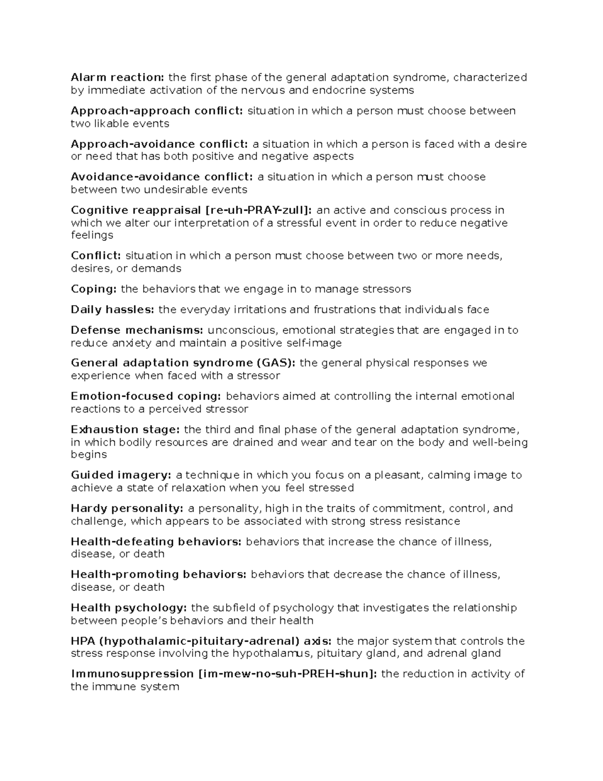 Chapter 12 Key Terms - Alarm reaction: the first phase of the general ...