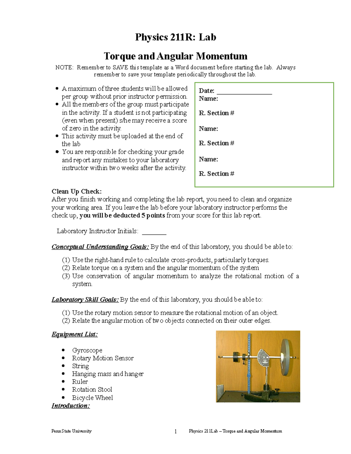 Lab09-Torque and Angular Momentum-Capstone - Physics 211R: Lab Torque ...