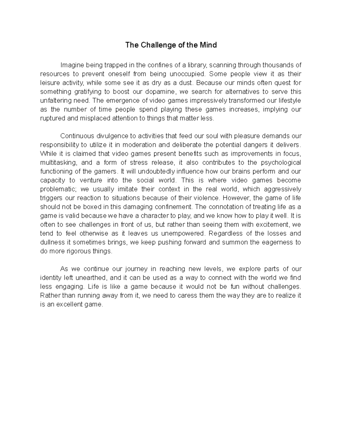 The Challenge of the Mind - The Challenge of the Mind Imagine being ...