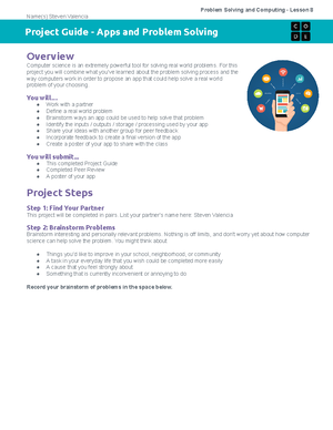 U1L08 - Peer Review - Apps and Problem Solving Project - Problem Solving and Computing - Lesson ...